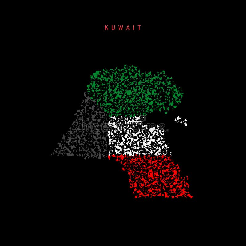 Kuwait Flag Map, Chaotic Particles Pattern in the Kuwaiti Flag Colors ...