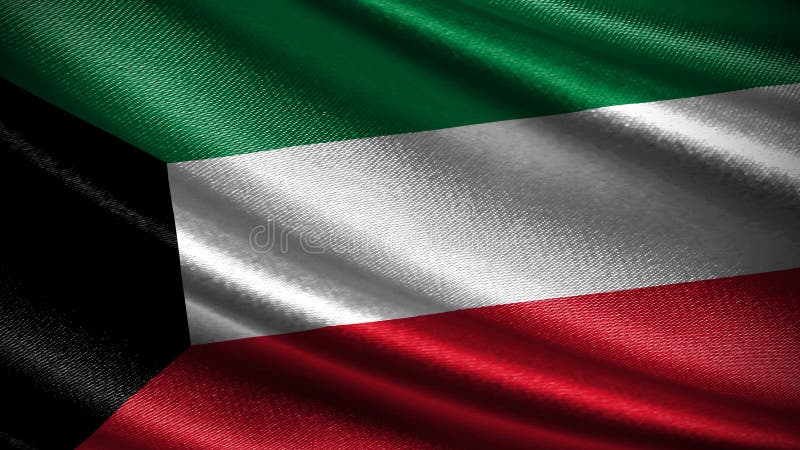 Kuwait Flag with Realistic Silky Wave Texture Stock Photo - Image of ...