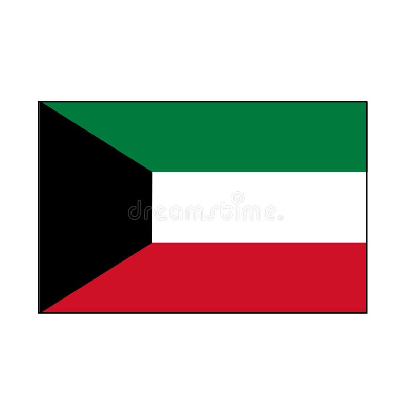 Kuwait Flag Rectangle on Isolated White for Middle East or Arabian Gulf ...