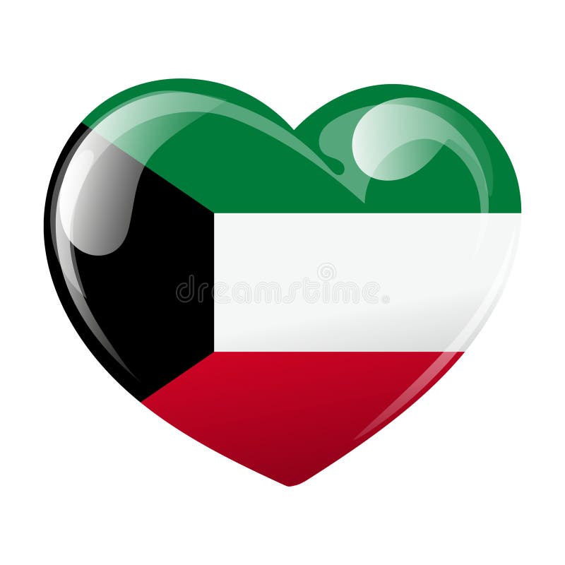 Kuwait Flag in the Shape of a Heart. Love Heart with Kuwait Flag Stock ...