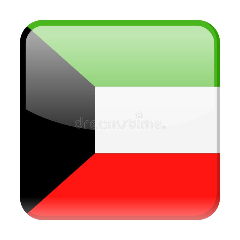 Kuwait Flag Vector Square Icon Stock Illustration - Illustration of ...