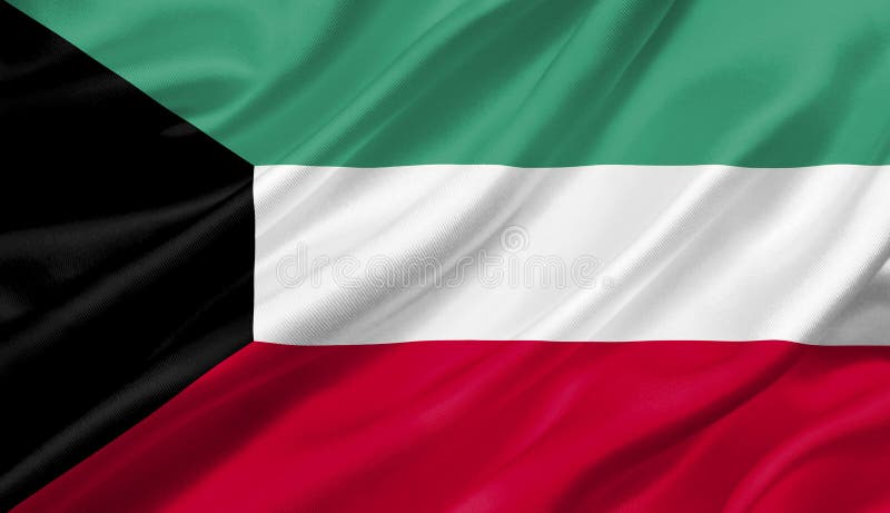 Kuwait Flag Waving with the Wind, 3D Illustration. Stock Illustration ...