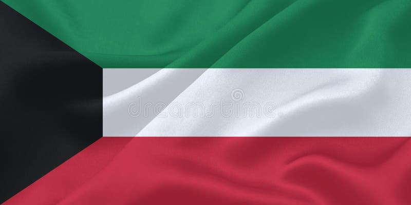 Kuwait Flag Waving in the Wind Stock Illustration - Illustration of ...