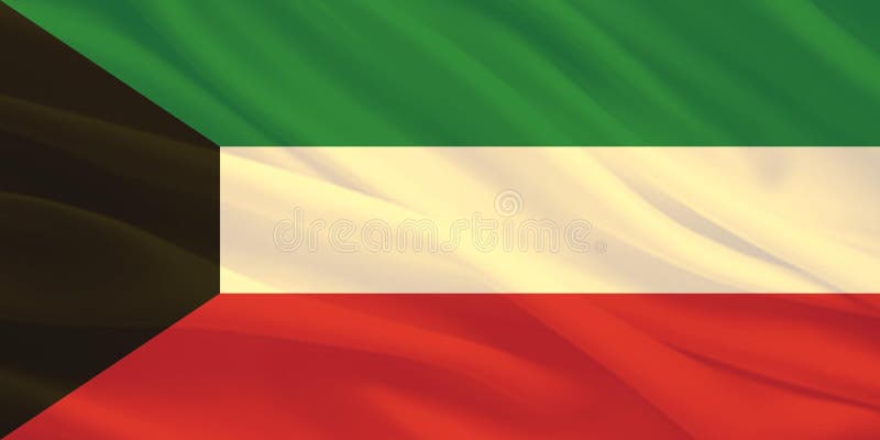 Kuwait Flag Waving in the Wind Stock Illustration - Illustration of ...