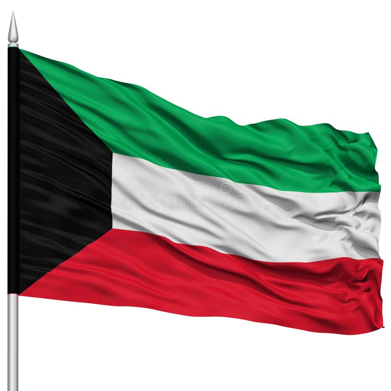 Kuwait-Flagge Auf Fahnenmast Stock Abbildung - Illustration von ...