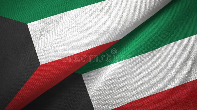 Kuwait Two Flags Textile Cloth, Fabric Texture Stock Illustration ...