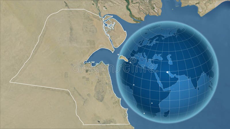 Kuwait - Satellite. Country and Globe, Composition Stock Illustration ...