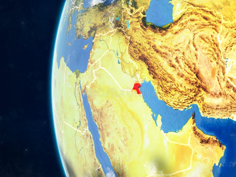 Kuwait on globe from space stock illustration. Illustration of world ...