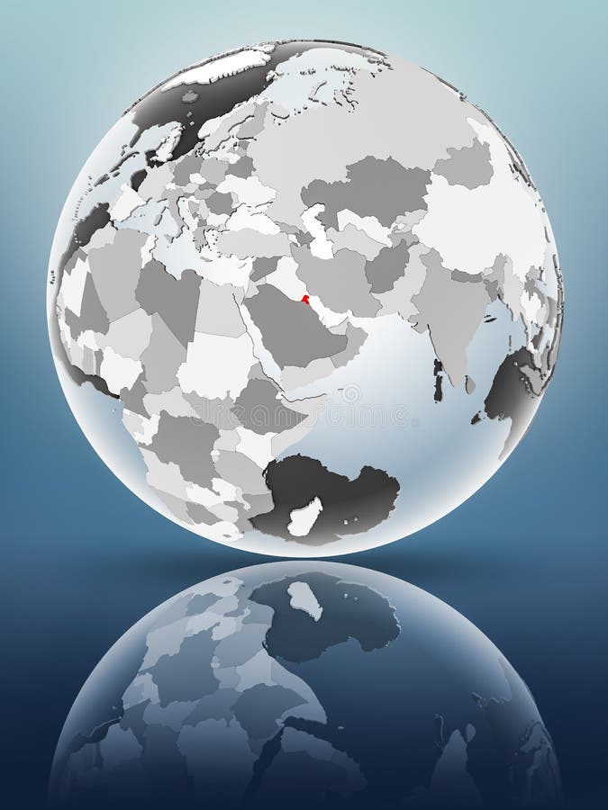 Kuwait on political globe stock illustration. Illustration of political ...