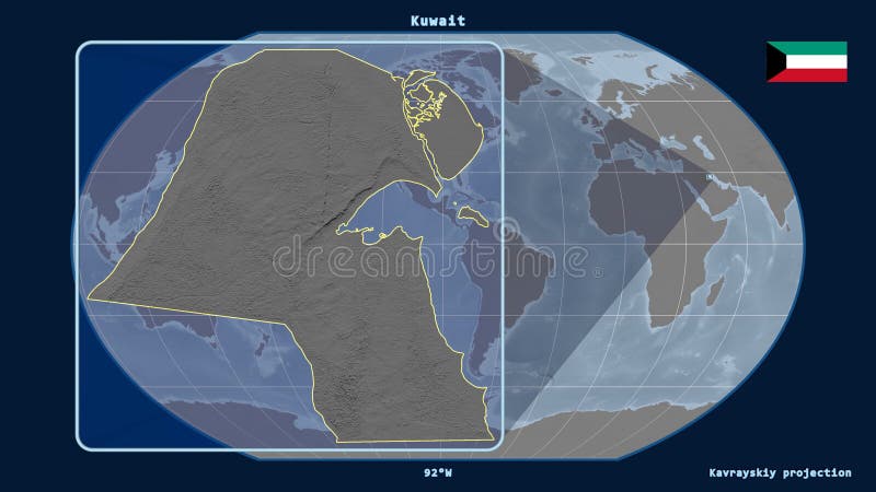 Kuwait - Grayscale. Kavrayskiy, Left Stock Illustration - Illustration ...