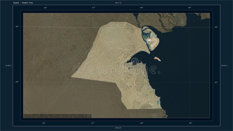 Kuwait Highlighted - Composition. High-res Satellite Stock Illustration ...