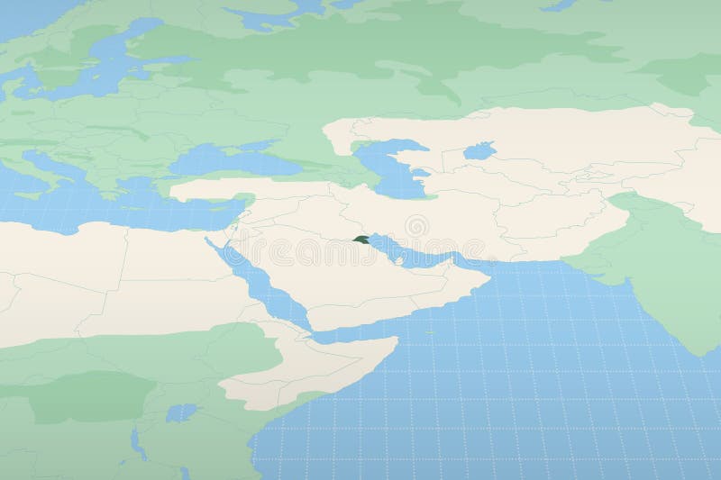 Kuwait Highlighted on a Detailed Map, Geographic Location of Kuwait ...