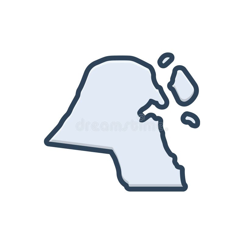 Color Illustration Icon for Kuwait, Map and Location Stock Illustration ...