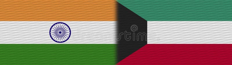 Kuwait and India Fabric Texture Flag â€“ 3D Illustrations Stock ...