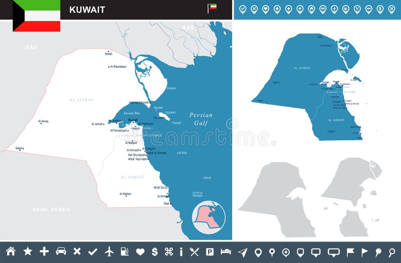 Kuwait - Infographic Map and Flag - Detailed Vector Illustration Stock ...