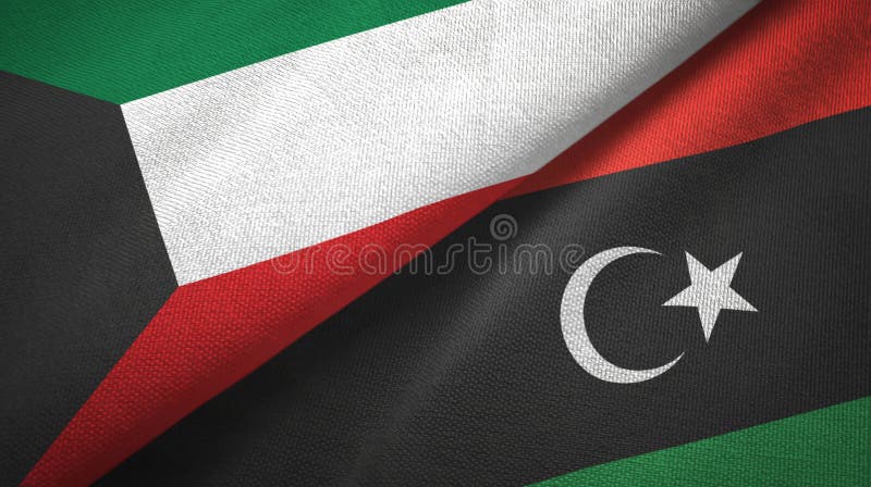 Kuwait and Libya Two Flags Textile Cloth, Fabric Texture Stock ...