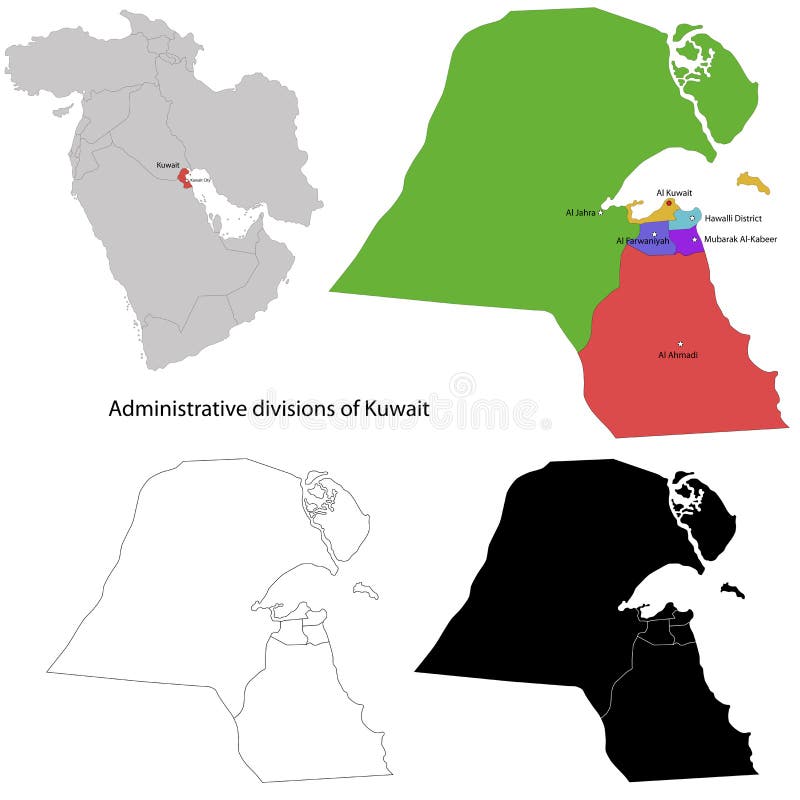 Kuwait map stock vector. Illustration of continent, drawing - 31411673