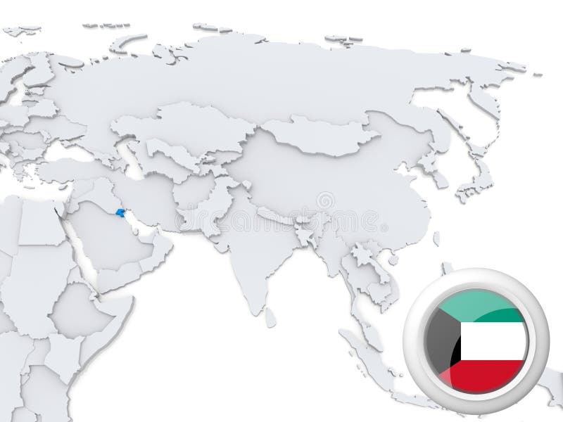 Kuwait on map of Asia stock illustration. Illustration of isolated ...