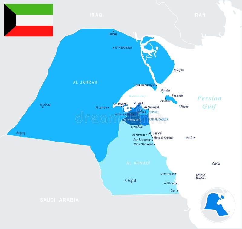 Kuwait Map - Info Graphic Vector Illustration Stock Illustration ...