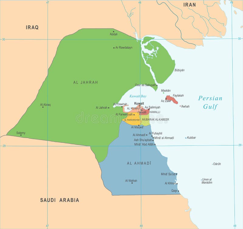 Kuwait Map - Detailed Vector Illustration Stock Illustration ...