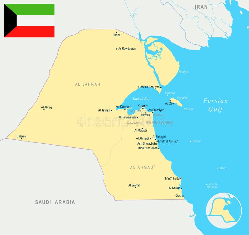 Kuwait, Map - Detailed Vector Illustration Stock Illustration ...