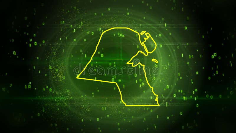 Kuwait Map on Digital Background Stock Illustration - Illustration of ...