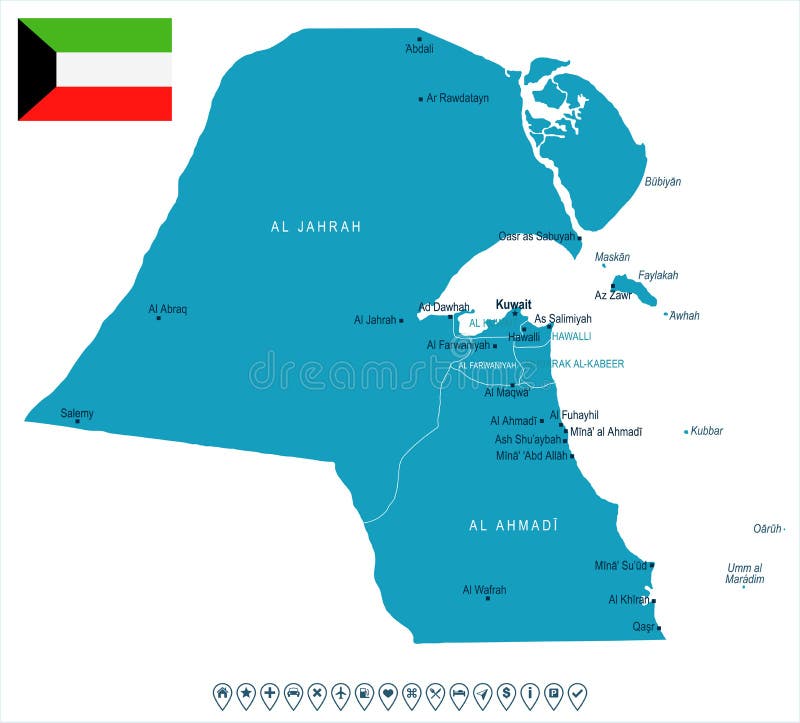 Kuwait - Map and Flag - Detailed Vector Illustration Stock Illustration ...