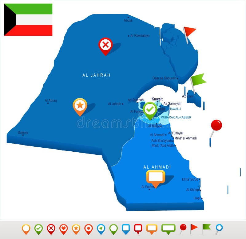 Kuwait - Map and Flag - Detailed Vector Illustration Stock Illustration ...