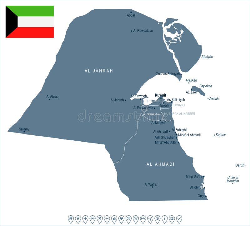 Kuwait - Map and Flag Detailed Vector Illustration Stock Illustration ...