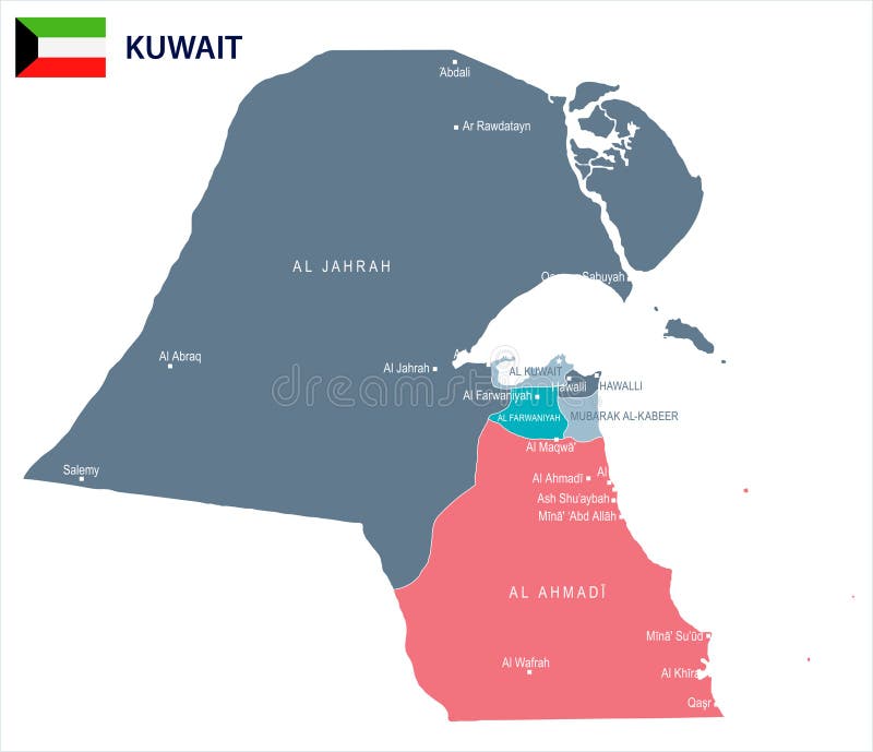 Kuwait - Map and Flag - Detailed Vector Illustration Stock Illustration ...