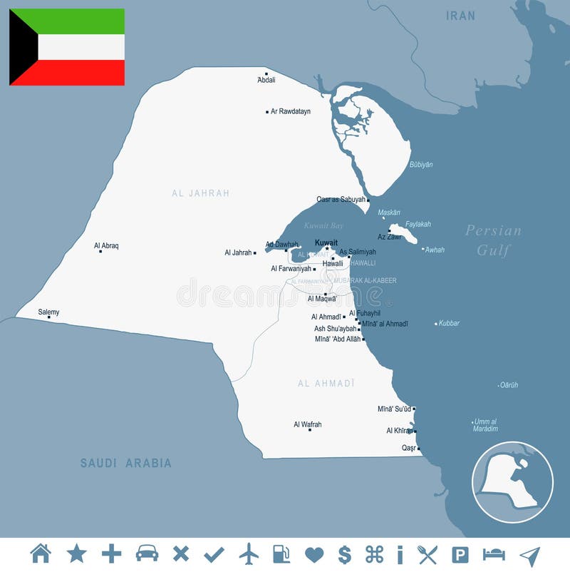 Kuwait - Map and Flag Detailed Vector Illustration Stock Illustration ...