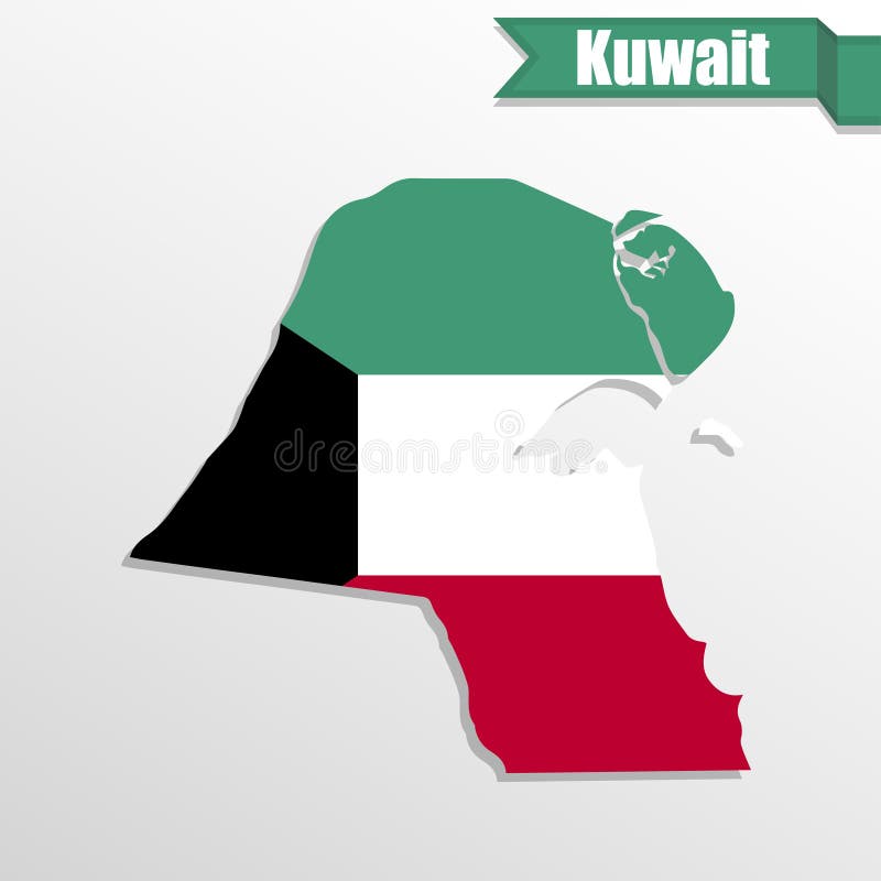 Kuwait Map with Flag Inside and Ribbon Stock Vector - Illustration of ...