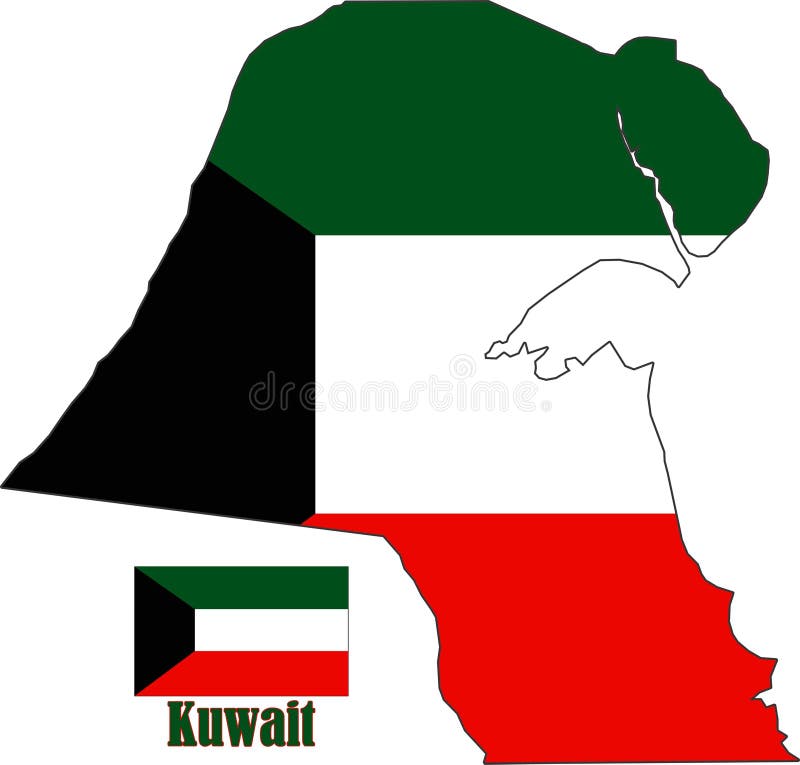 Kuwait Map and Flag Illustration Vector Stock Vector - Illustration of ...