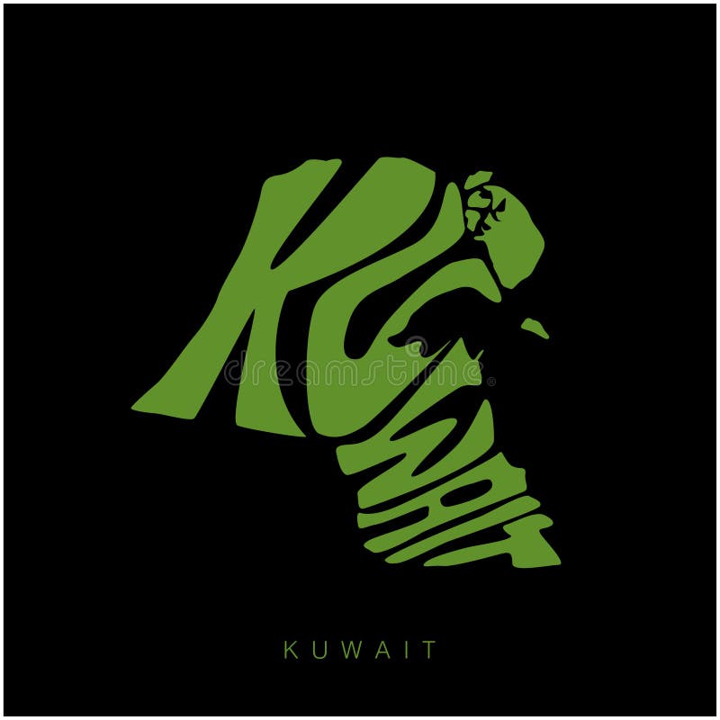 Kuwait Map Lettering in Green Color. Kuwait Lettering Typography Stock ...