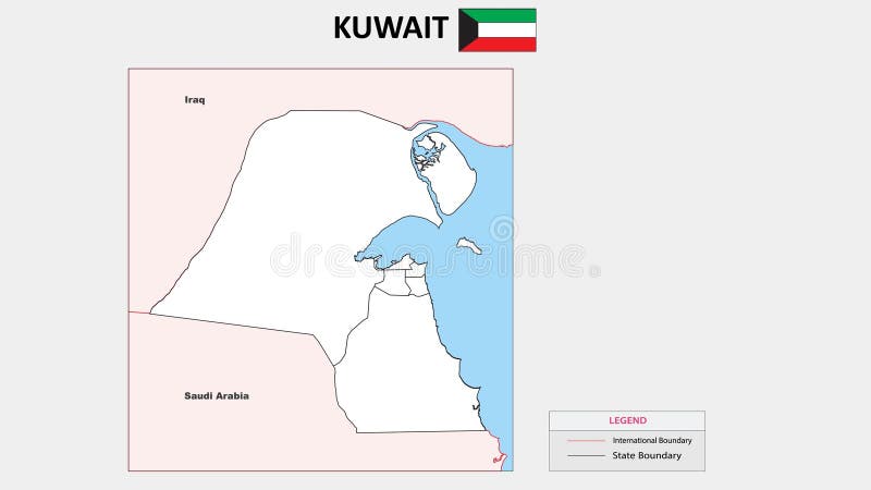 Kuwait Map. States Map of Kuwait. Political Map of Kuwait with Outline ...
