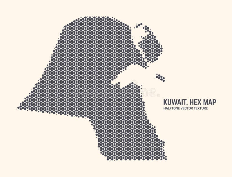 Kuwait Map Vector Hexagonal Half Tone Pattern Isolated on Light ...