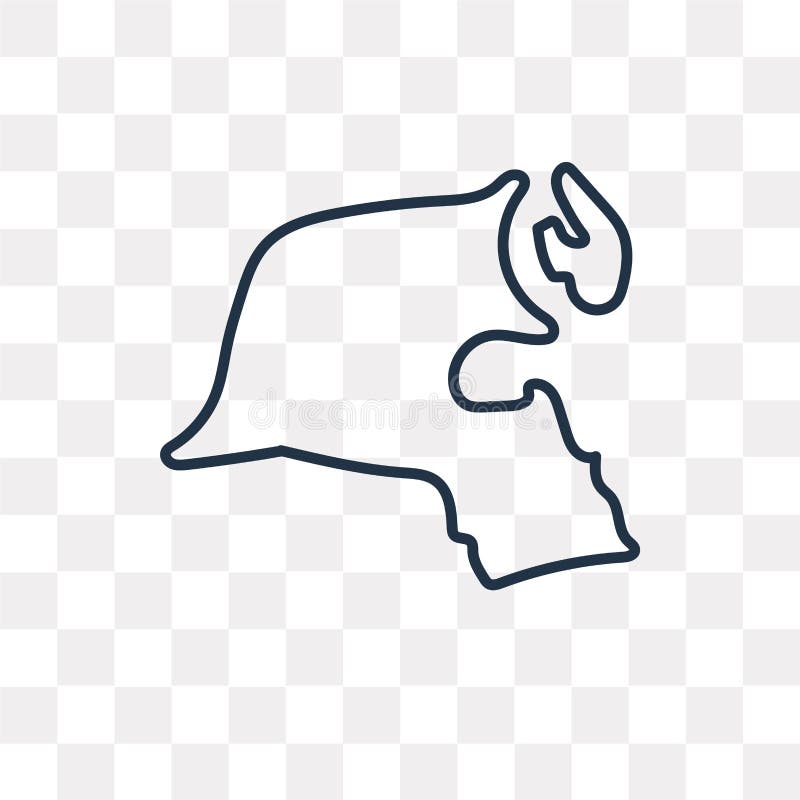 Kuwait Map Vector Icon Isolated on Transparent Background, Linear ...