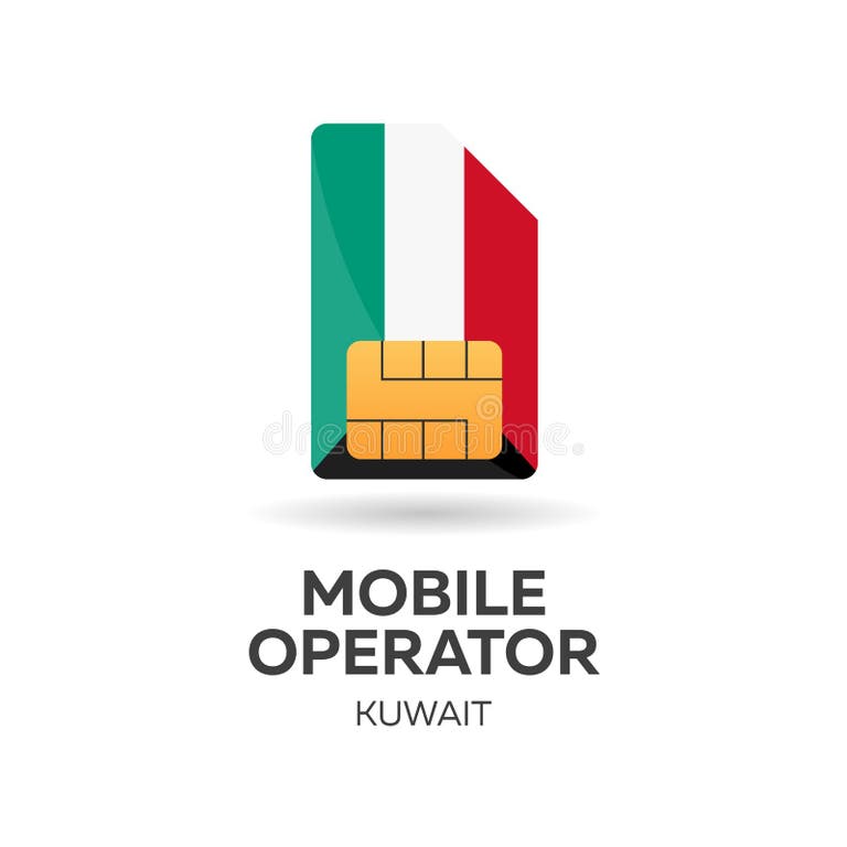 Kuwait Mobile Operator. SIM Card with Flag. Vector Illustration. Stock ...