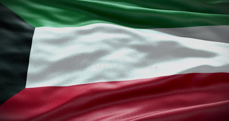 Kuwait National Flag. Seamless Loop Animation Closeup Waving Stock ...