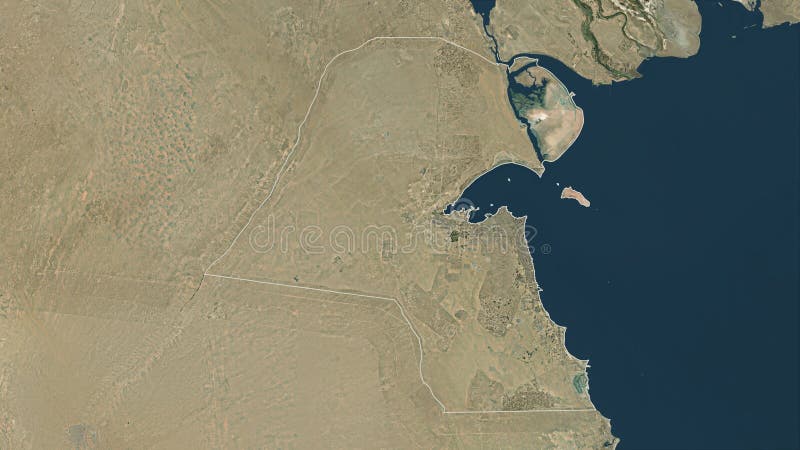 Kuwait Outlined. High-res Satellite Stock Illustration - Illustration ...