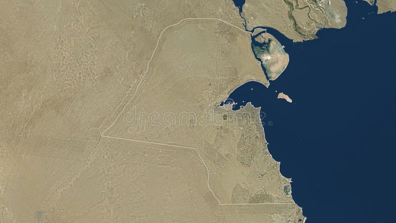Kuwait Outlined. Low-res Satellite Stock Illustration - Illustration of ...