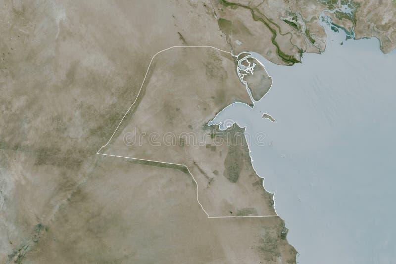 Kuwait - Satellite. Capital Label Stock Illustration - Illustration of ...