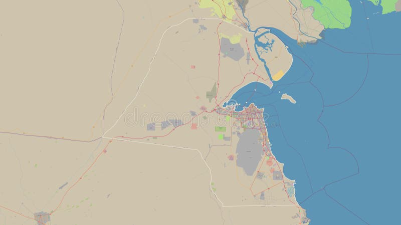 Kuwait Outlined. Topo Standard Stock Illustration - Illustration of ...