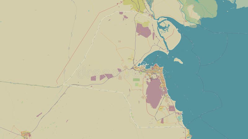 Kuwait Outlined. Topo Humanitarian Stock Illustration - Illustration of ...