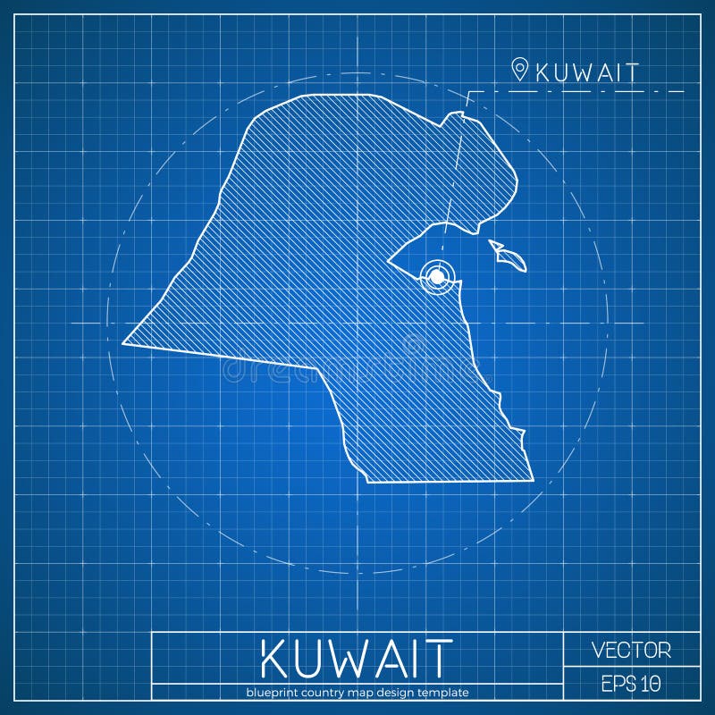 Kuwait-Plankartenschablone Mit Hauptstadt Vektor Abbildung ...