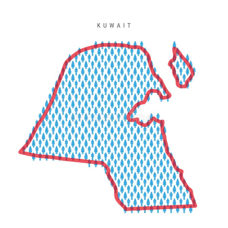 Kuwait Population Map. Stick Figures Kuwaiti People Map. Pattern of Men ...