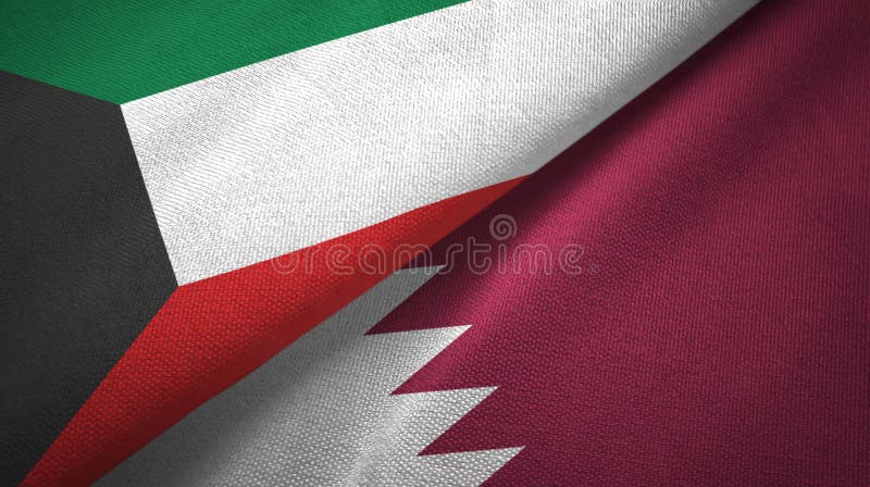 Kuwait and Qatar Two Flags Textile Cloth, Fabric Texture Stock ...
