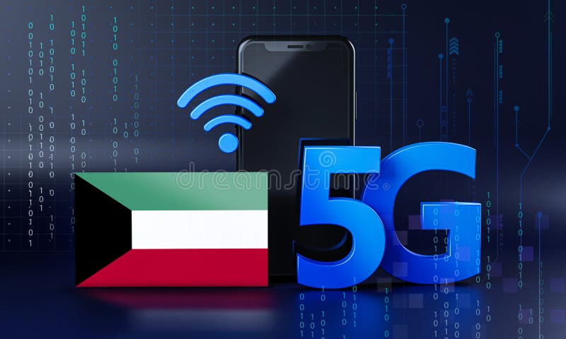 Kuwait Ready for 5G Connection Concept. 3D Rendering Smartphone ...