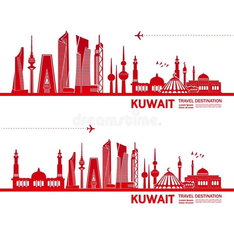 Kuwait Travel Destination Grand Vector Illustration. Stock Vector ...