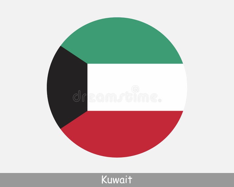 Kuwait Round Circle Flag. Kuwaiti Circular Button Banner Icon Stock ...